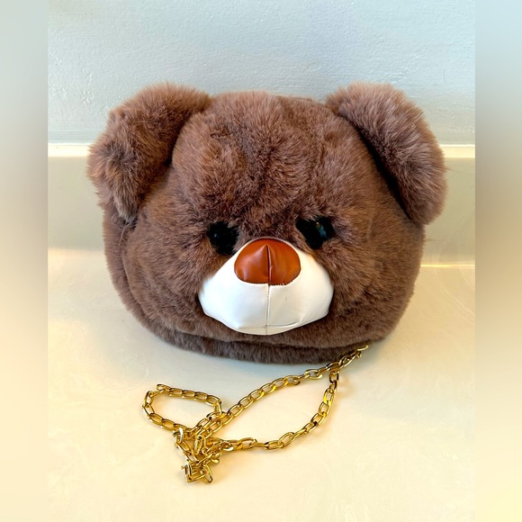 Bags | Plush Teddy Bear Head Bag | Poshmark